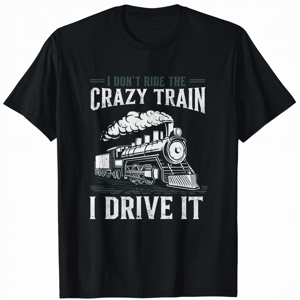 Vintage Steam Locomotive Train Enthusiast Retro Rail Fan T-Shirt ...