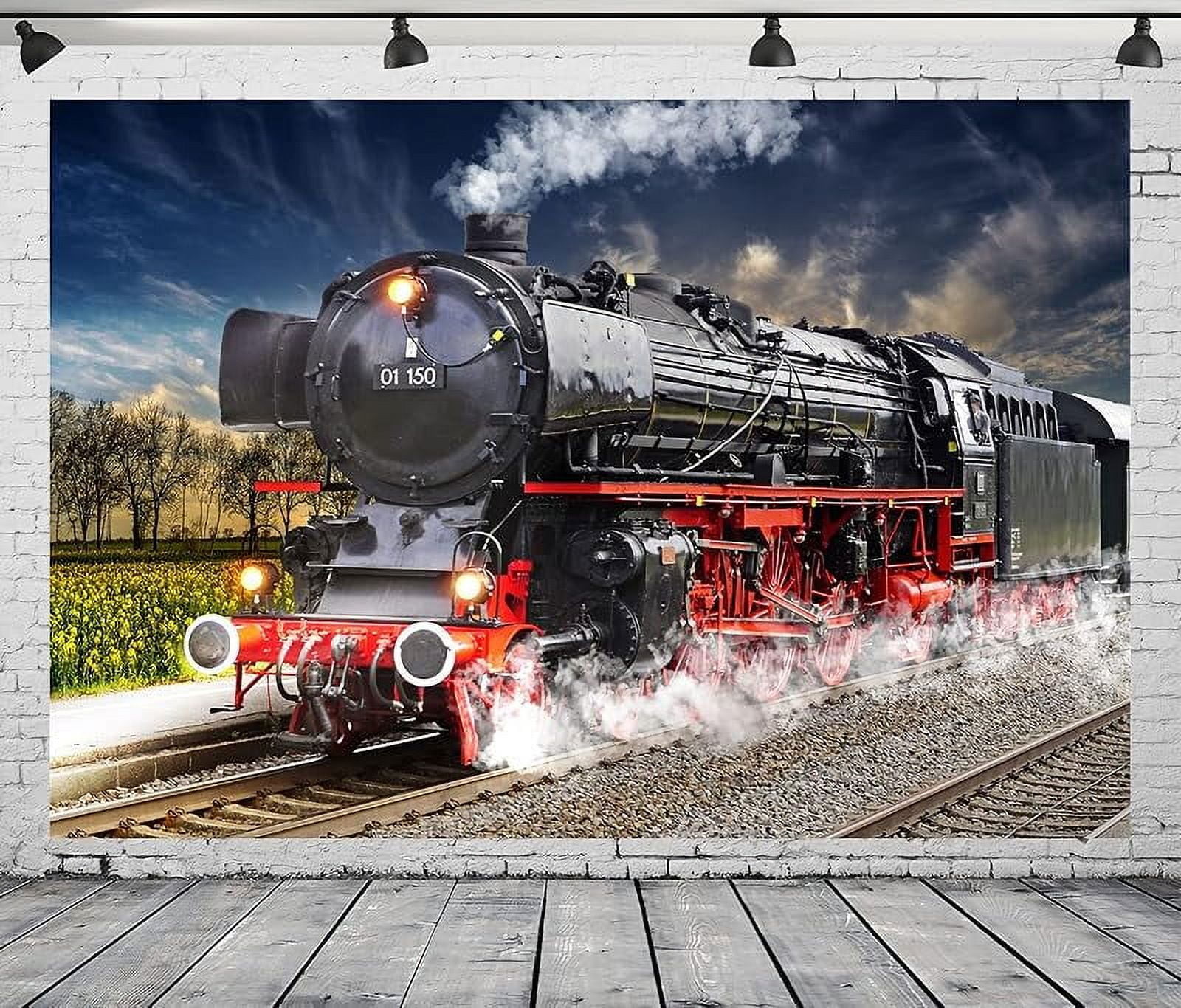 Vintage Steam Locomotive Train Photography Backdrop Old Steam Train ...