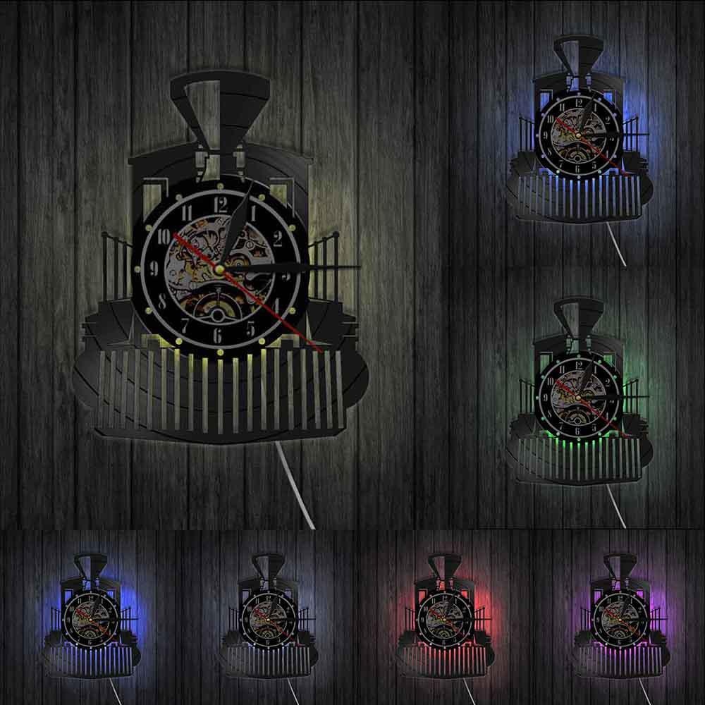 Vintage Steam Locomotive Wall Clock Locomotive Train Vinyl Record Wall ...