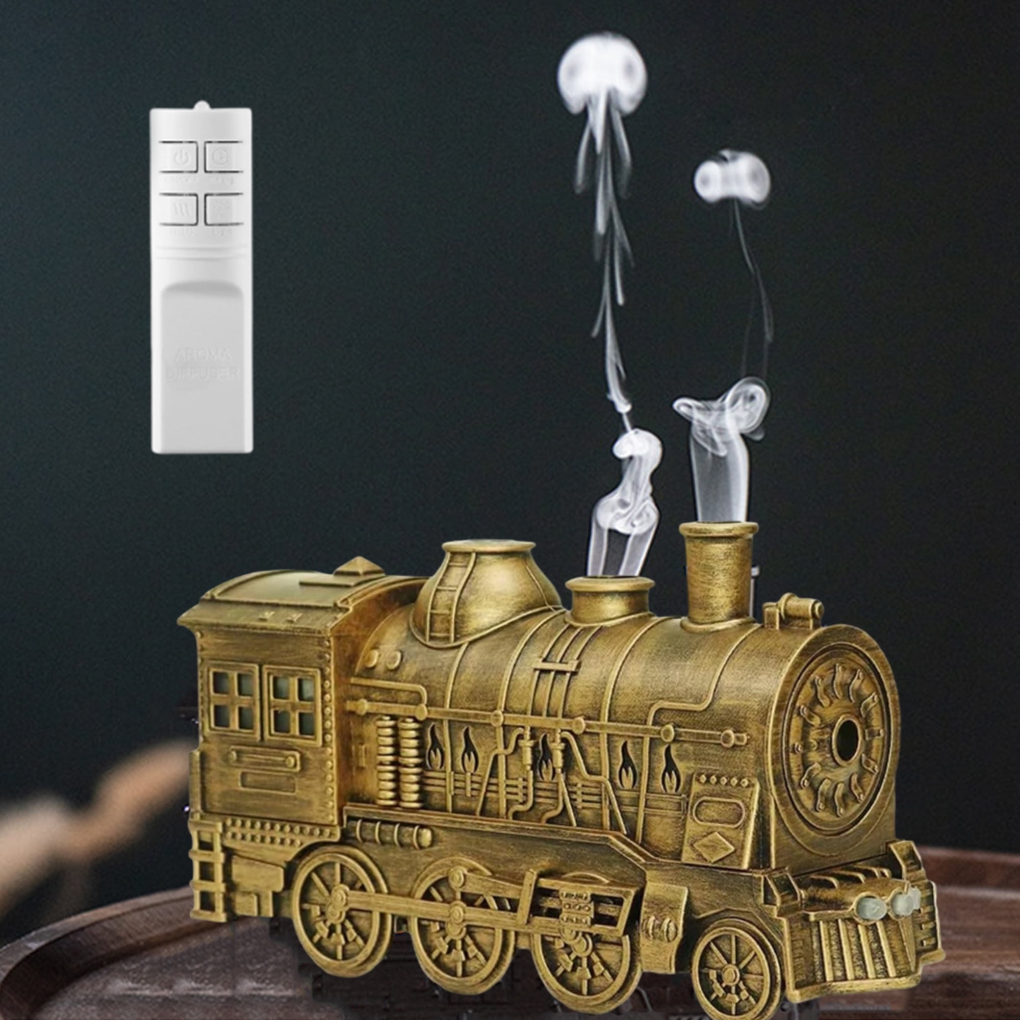 Vintage Steam Train Essential Oil Diffuser, 300ml Train Diffusers for Essential Oils, with Dual ...