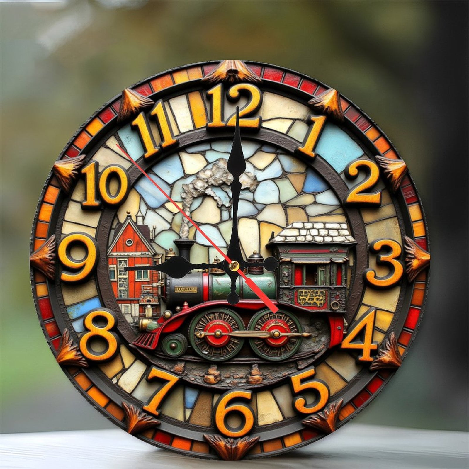 Vintage Steam Train Wall Clock Decorative Art Piece 10-Inch Silent ...