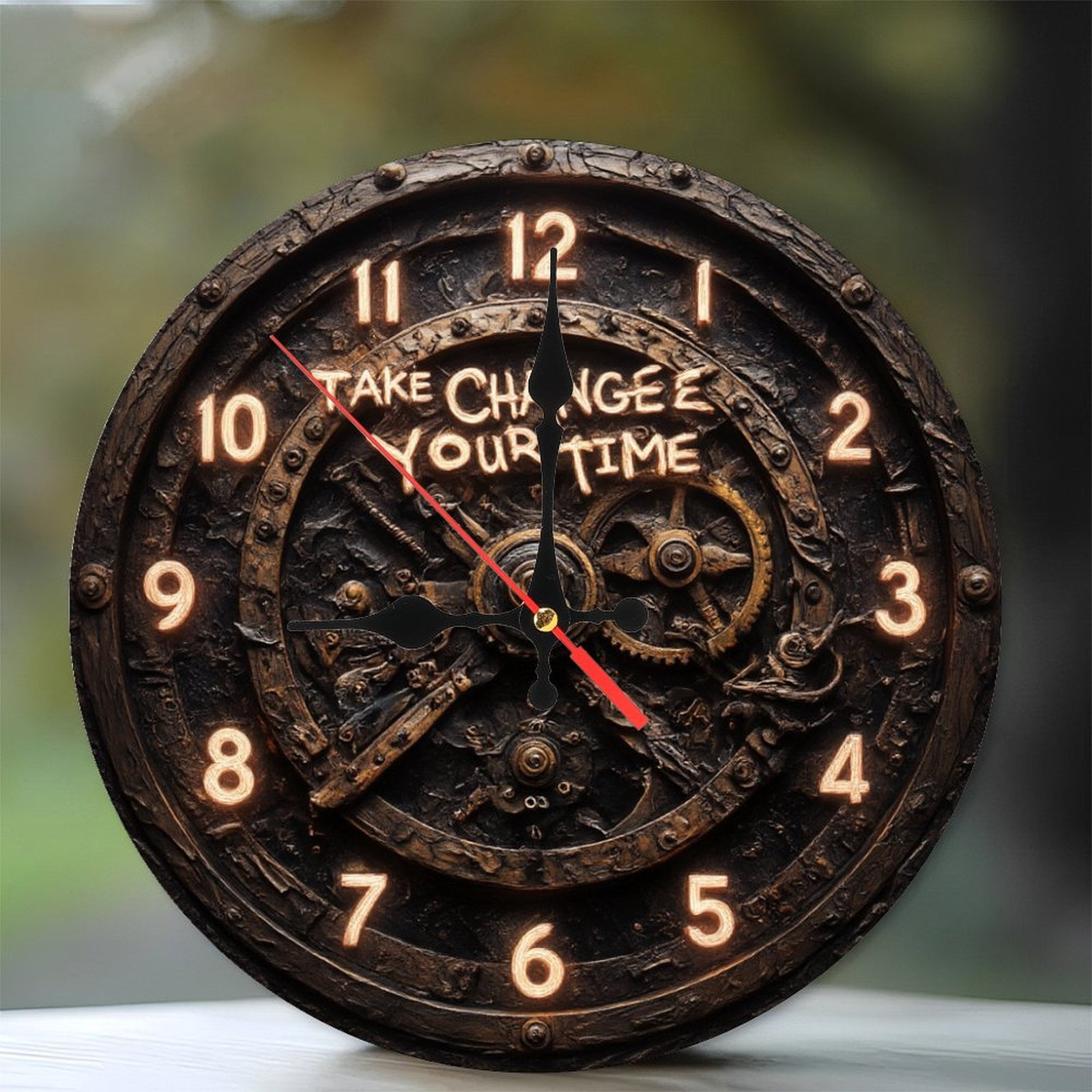 Vintage Steampunk Style Wall Clock Home Decor 10-Inch Silent Wooden ...