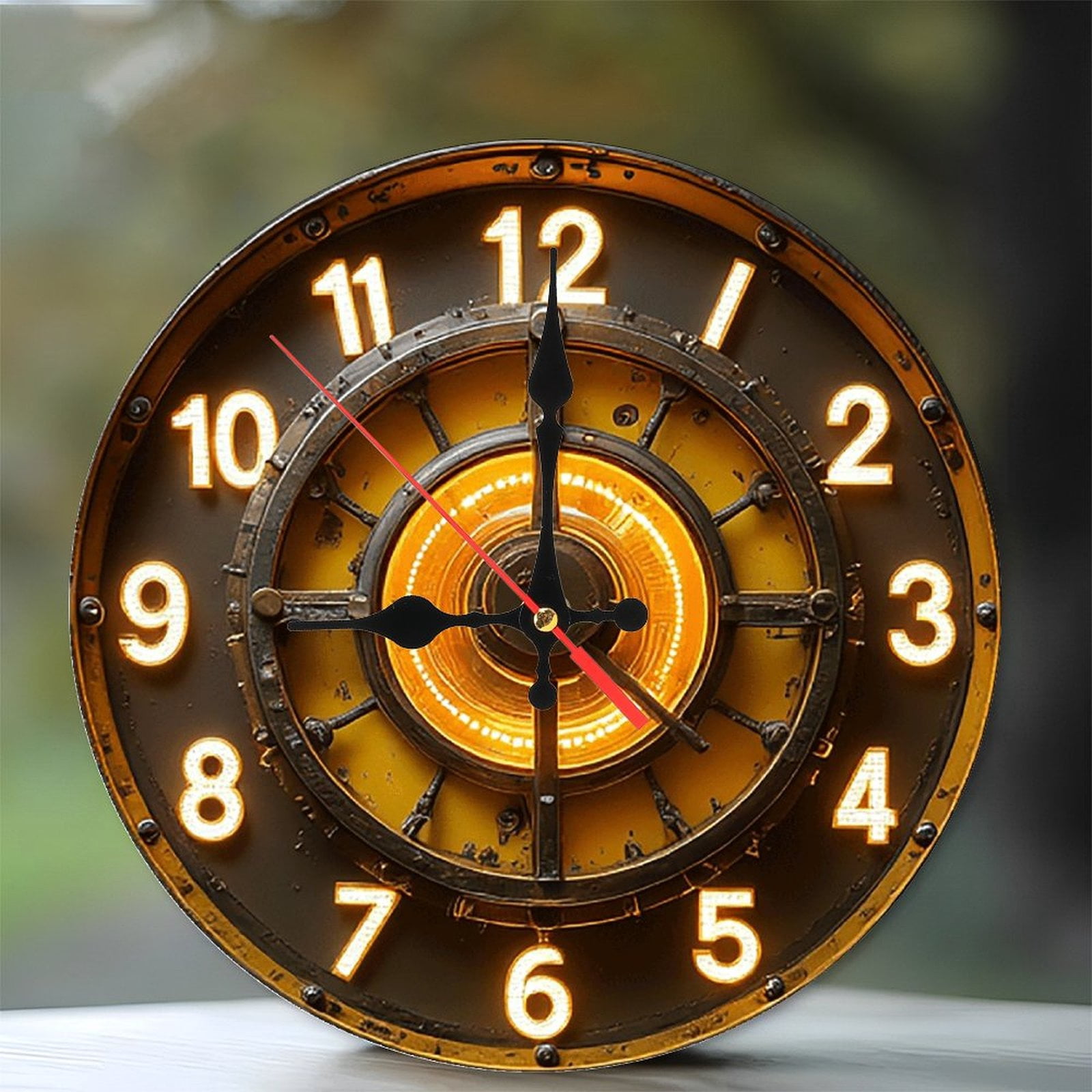 Vintage Steampunk Wall Clock Roman Numerals 10-Inch Silent Wooden Wall ...