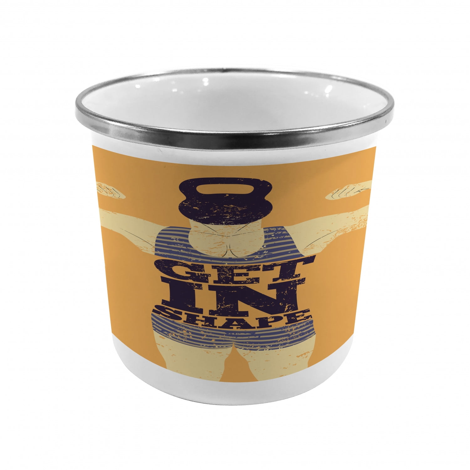 Vintage Steel Camping Mug, Get in Shape with a Male Human Body with ...
