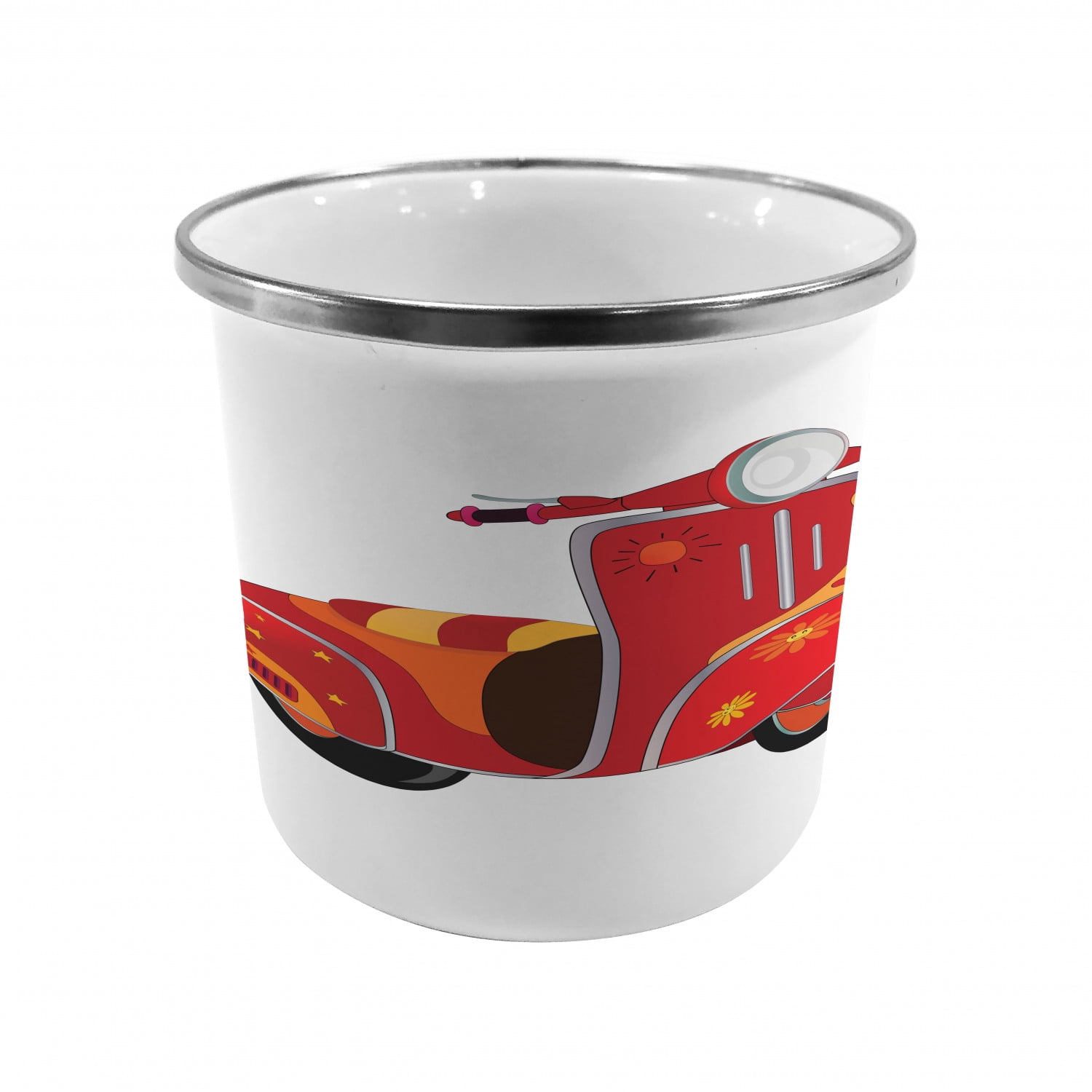 Vintage Steel Camping Mug, Scooter Classical Caricature for Hippies ...