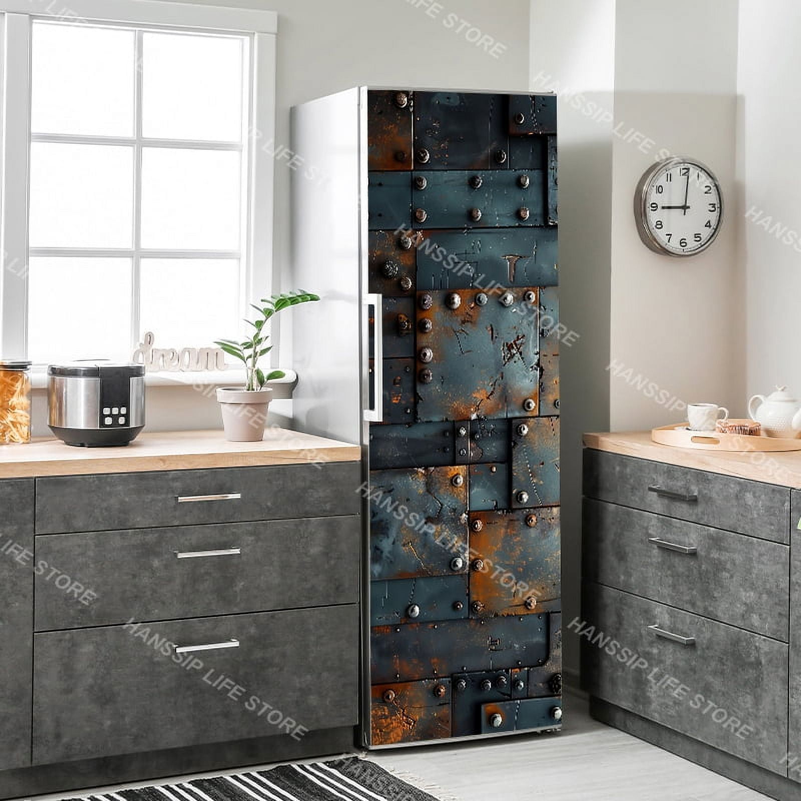 Vintage Steel Iron Gate Design Fridge Door Art Decals Removable Retro ...