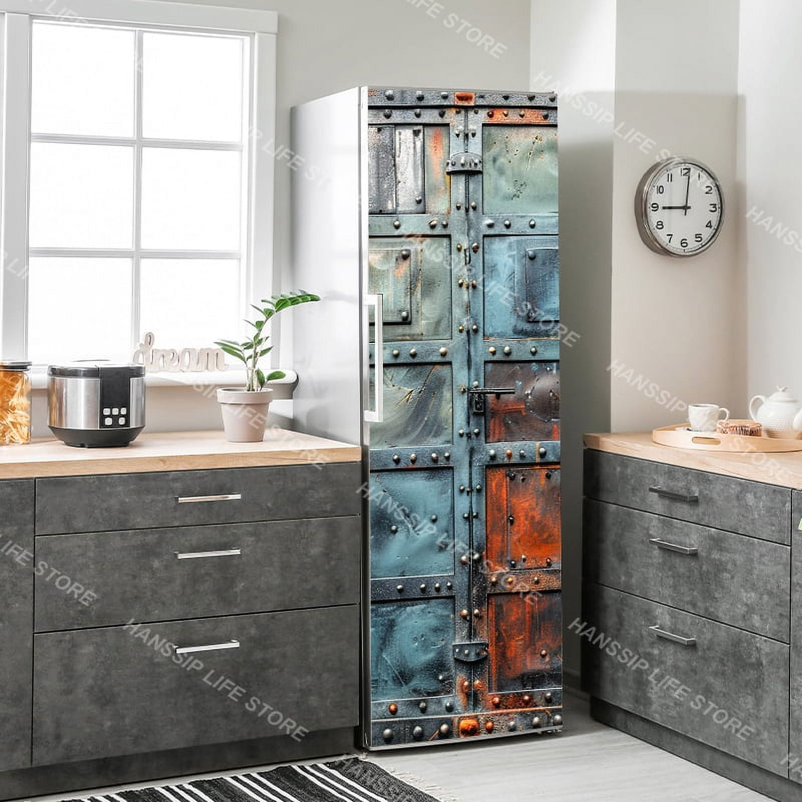 Vintage Steel Iron Gate Design Fridge Door Art Decals Removable Retro ...