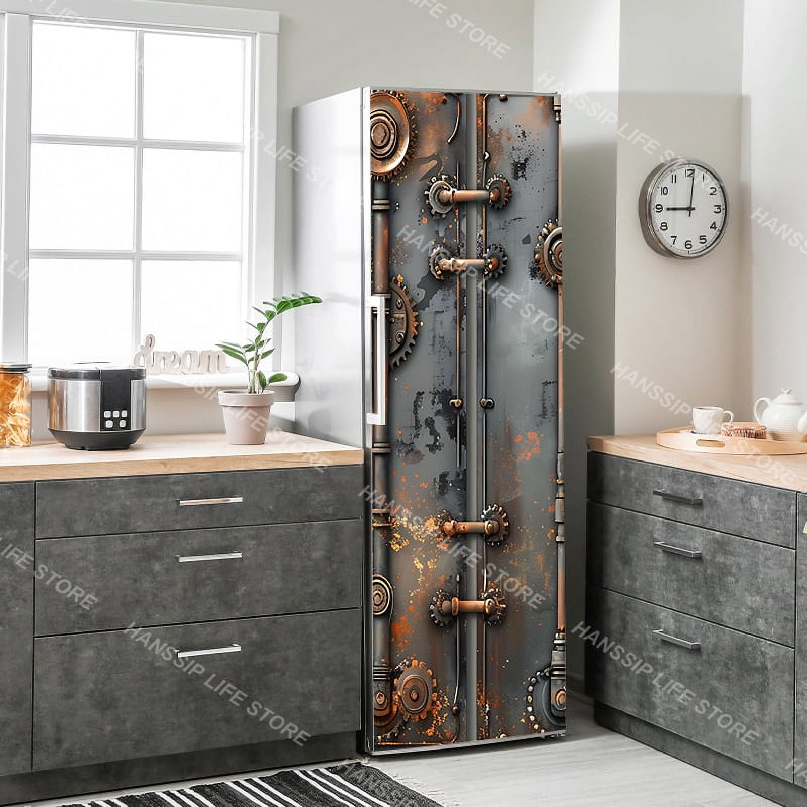 Vintage Steel Iron Gate Design Fridge Door Art Decals Removable Retro ...