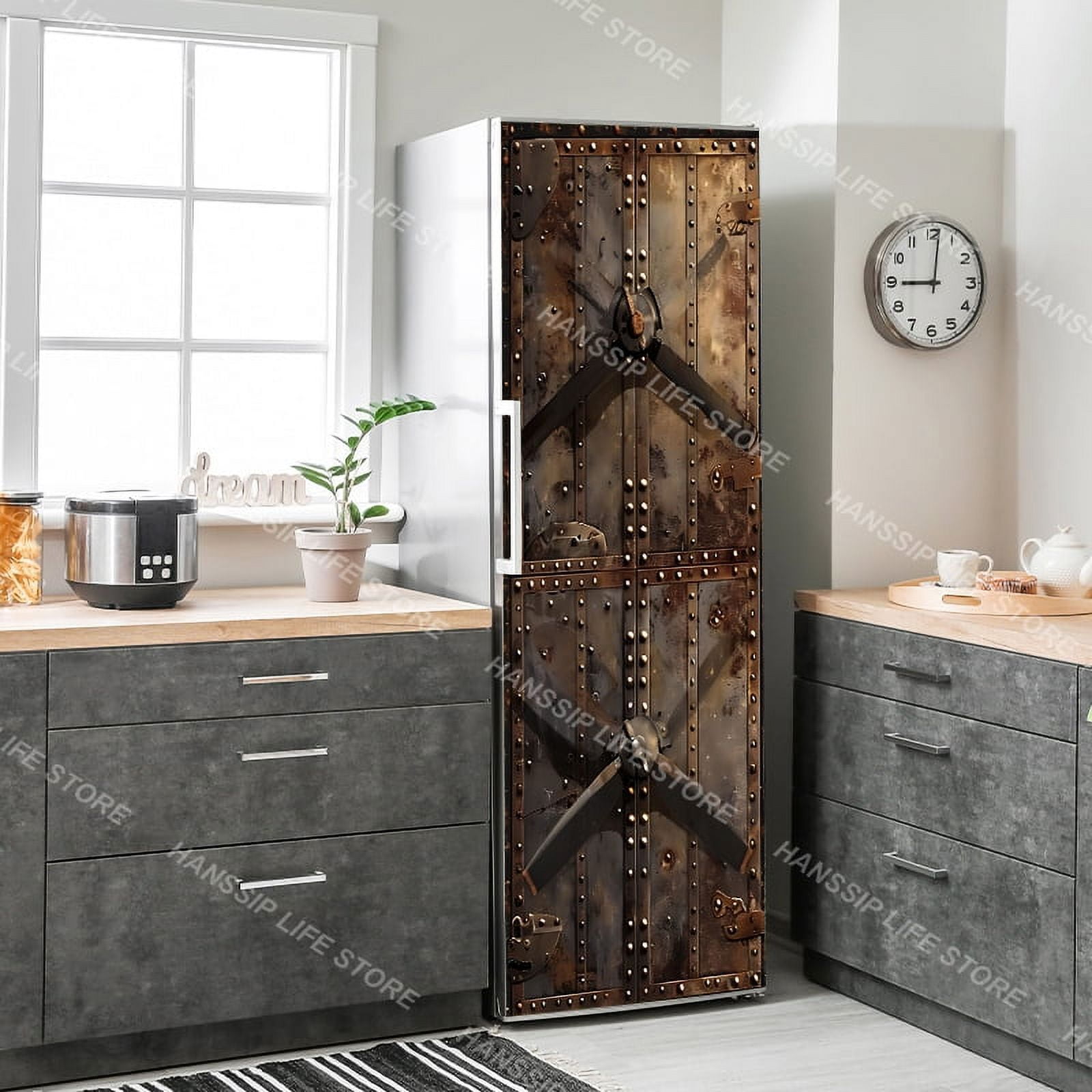 Vintage Steel Iron Gate Design Fridge Door Art Decals Removable Retro ...