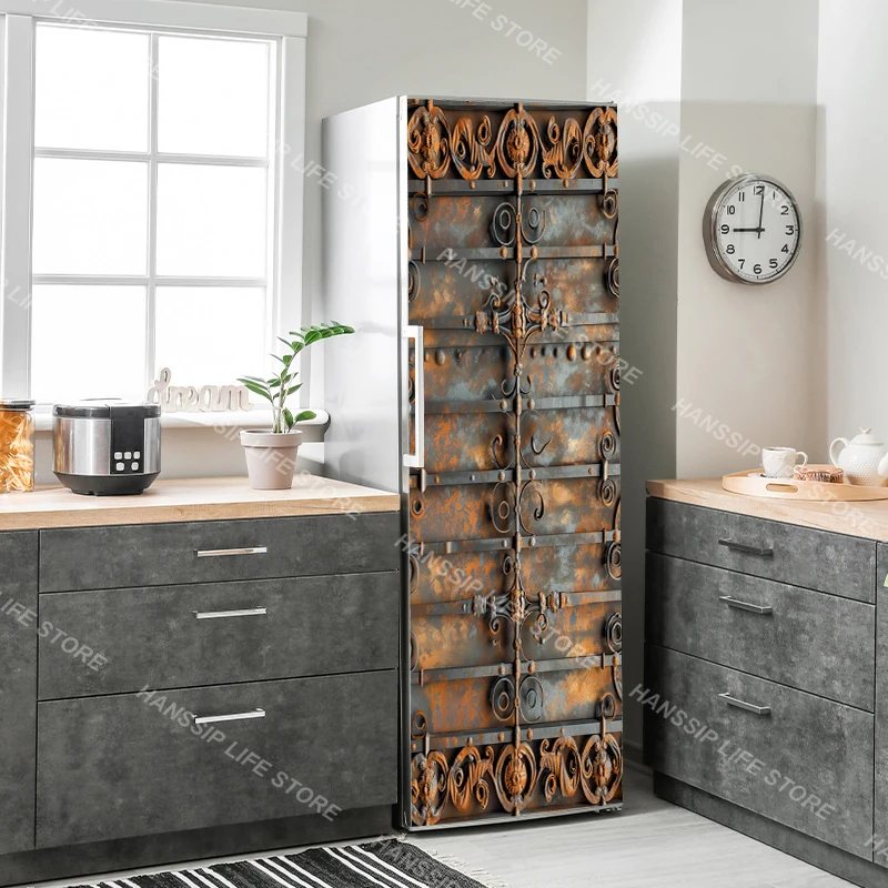 Vintage Steel Iron Gate Design Fridge Door Art Decals Removable Retro ...