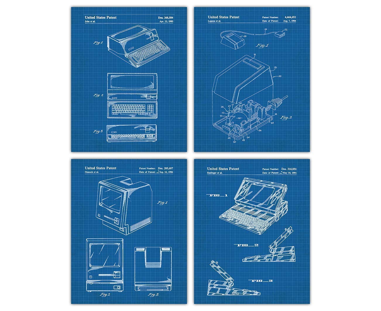 Vintage Steve Jobs Apple Computer Blueprint Patent Print, Set of 4 ...