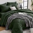 Vintage Stitched Comforter Set for Bedroom, Classic Three-Piece Solid ...