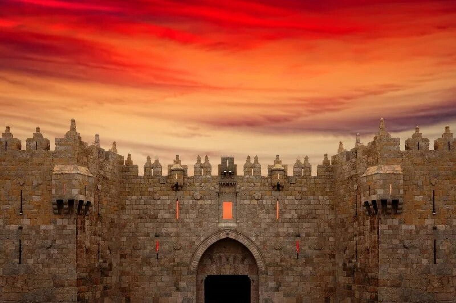 Vintage Stone Castle Backdrop Medieval European Sunset Scenery Ancient ...