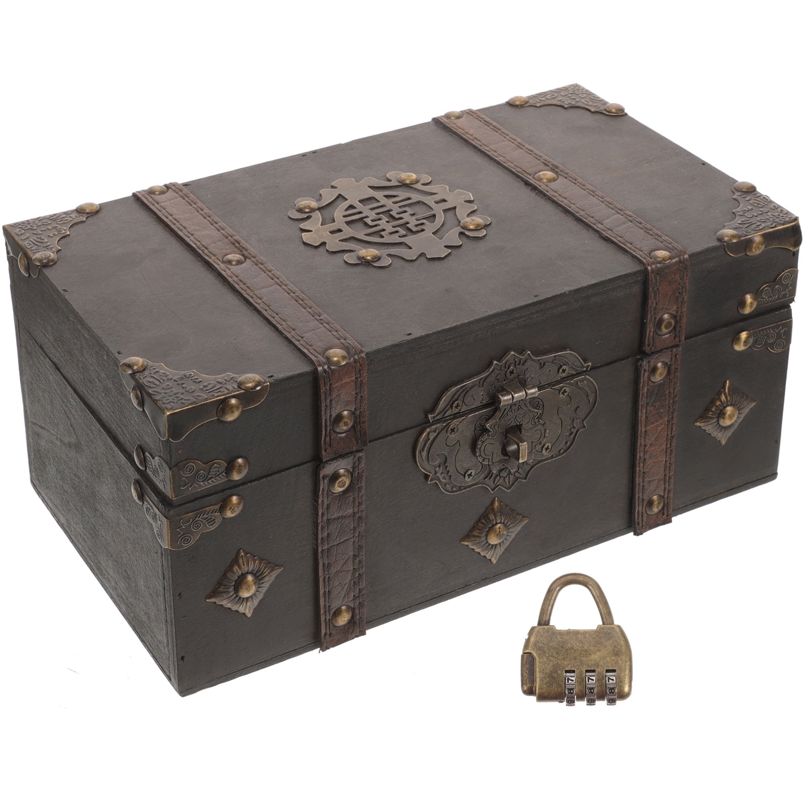 Vintage Wooden Storage Box with Lid Small Decorative Chest Retro Home ...