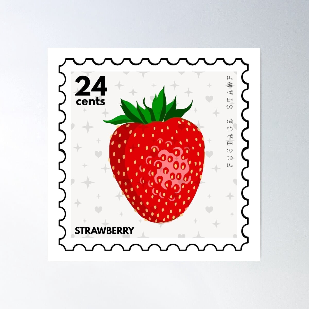 Vintage Strawberry Postage Stamp Poster Wall Art, Modern Wall Decor For ...