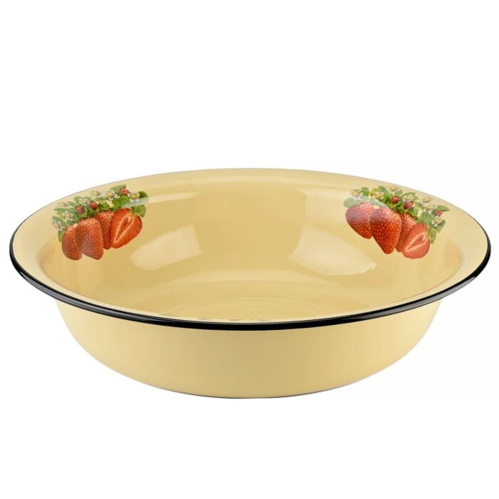 Vintage Strawberry and Cream Enamel Basin – Large Enamelware Wash Bowl ...
