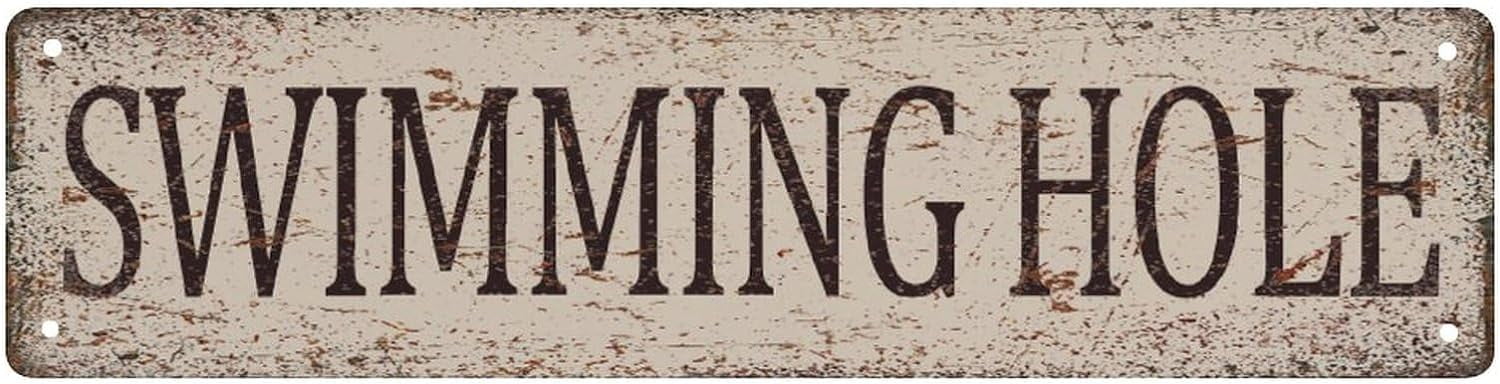 Vintage Street Sign Swimming Hole Rustic Metal Tin Sign Home Outdoor ...