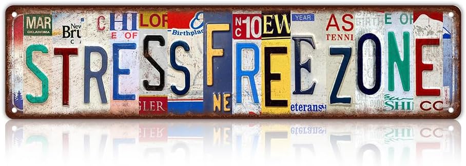 Vintage Stress Free Zone Wall Decor Street Signs Bar Metal Tin Signs ...