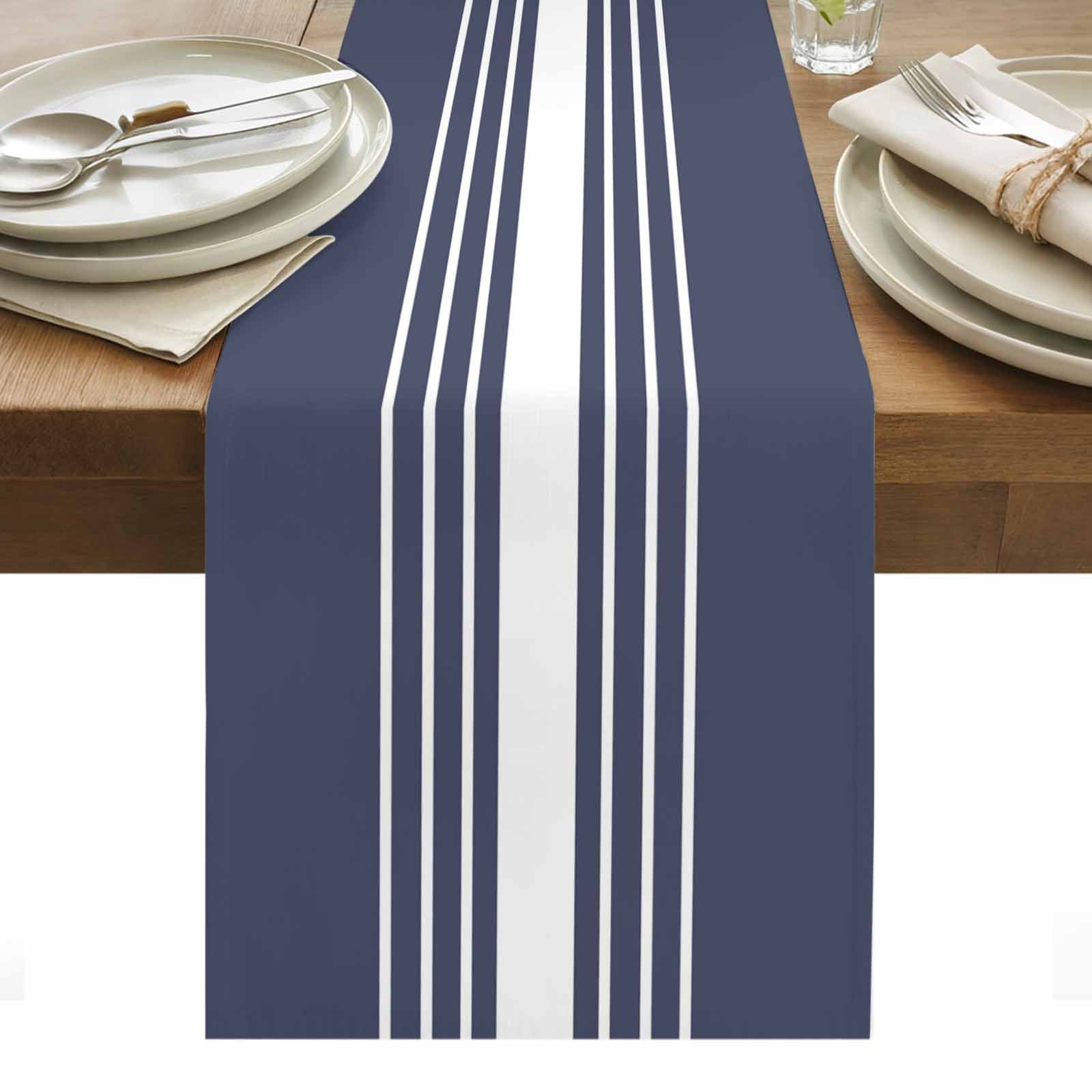 Vintage Striped Table Runner - 120 Inch Long, Kitchen Dining Table ...