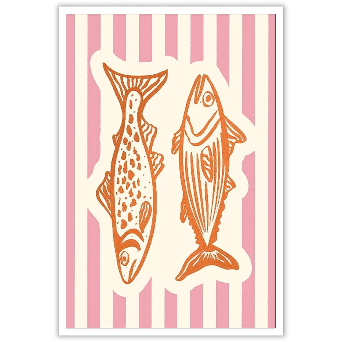 Vintage Stripey Fish Sardine Posters Seafood Fish Restaurant Canvas ...