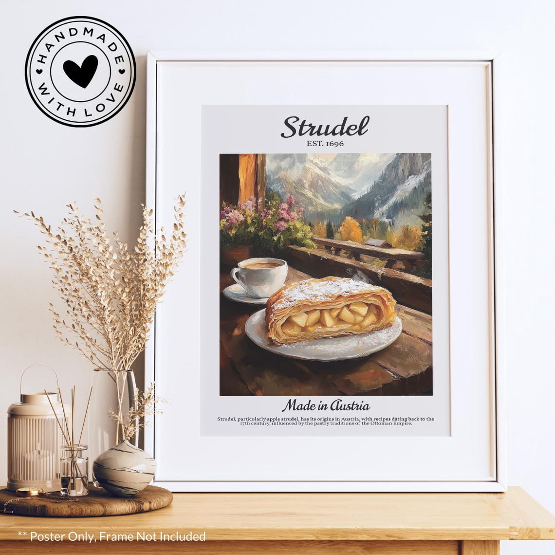 Vintage Strudel Poster Breakfast Pastry Food Poster Dessert Kitchen ...