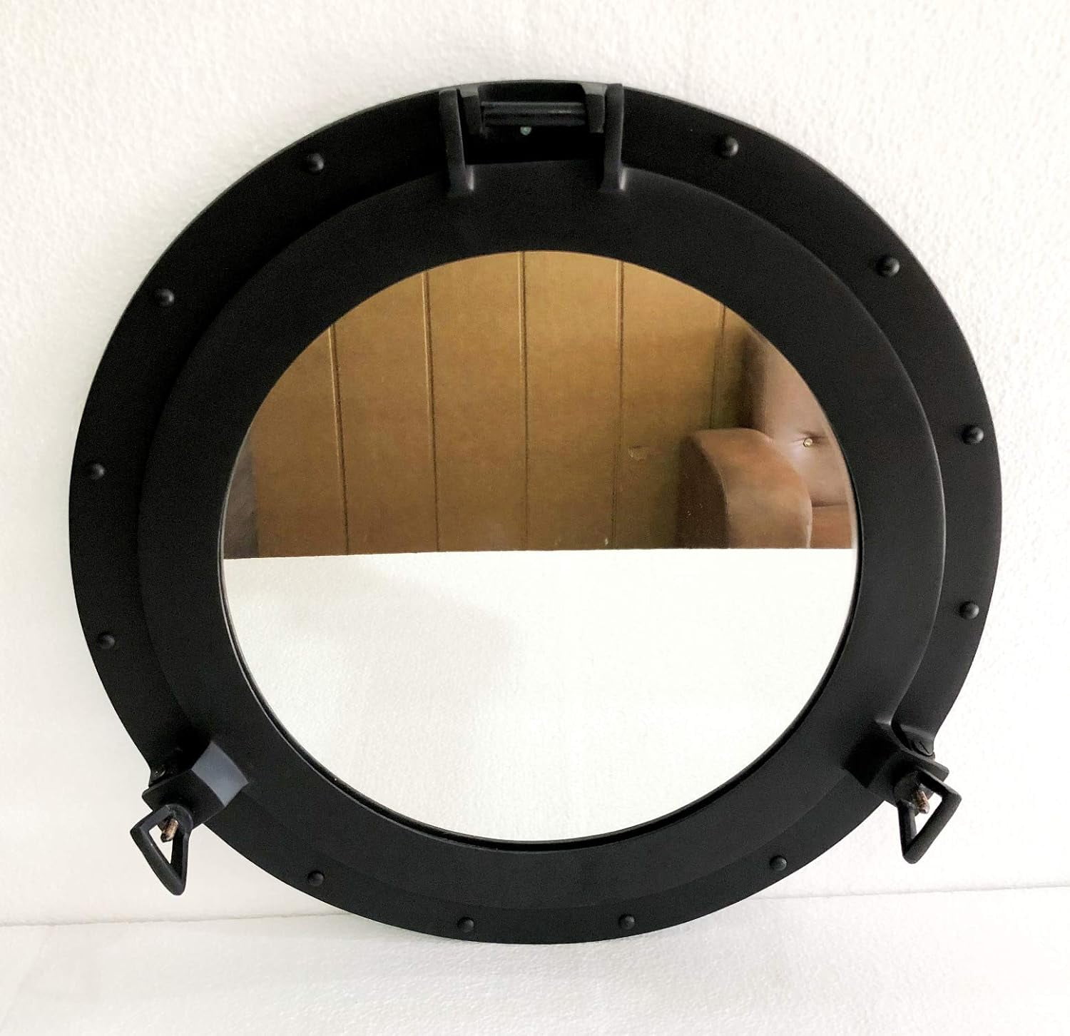 Vintage Style 17" Porthole Round Coastal Wall Hanging Black Powder ...