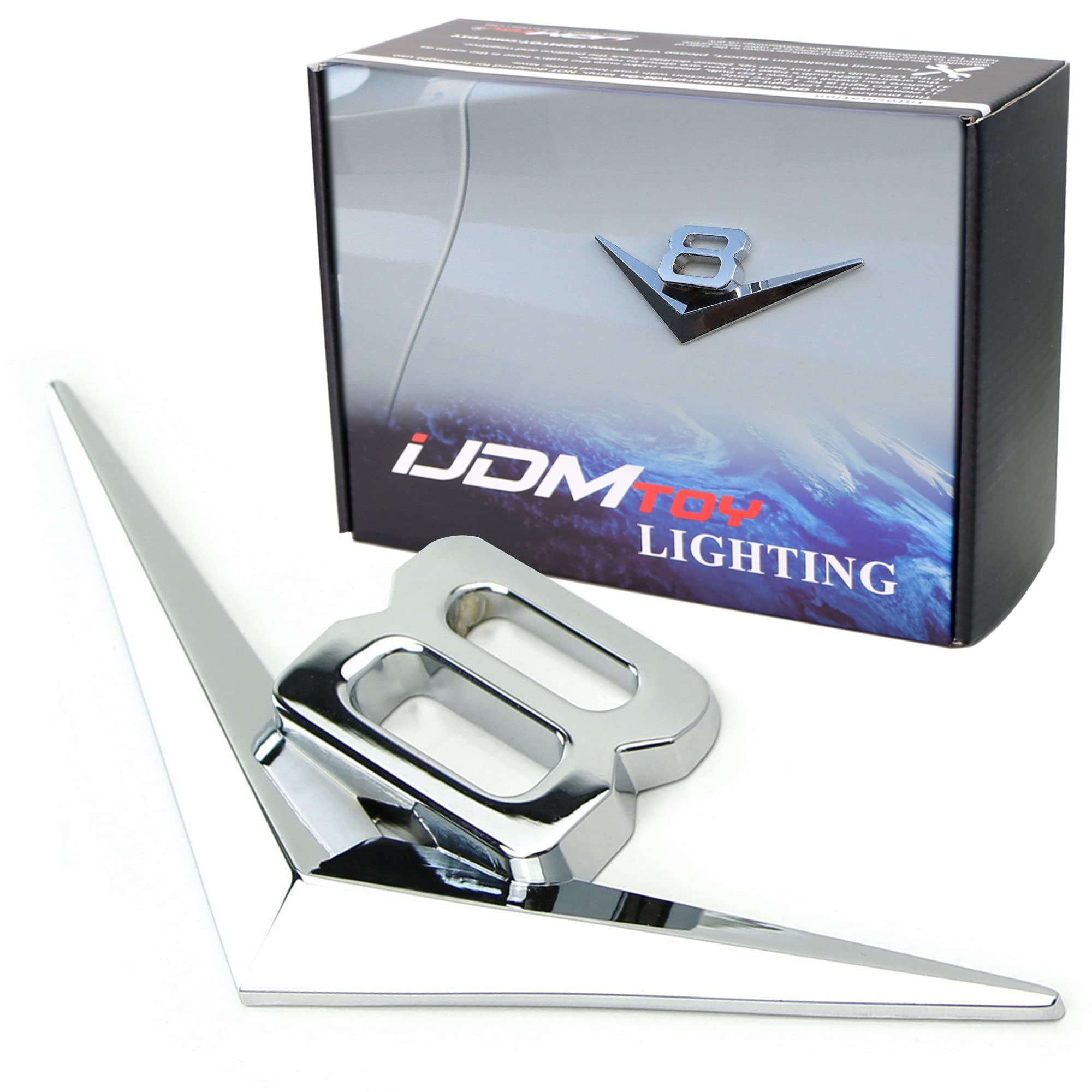 Vintage Style 3D Chrome Alloy Metal V8 Emblem For Grille Hood Trunk ...
