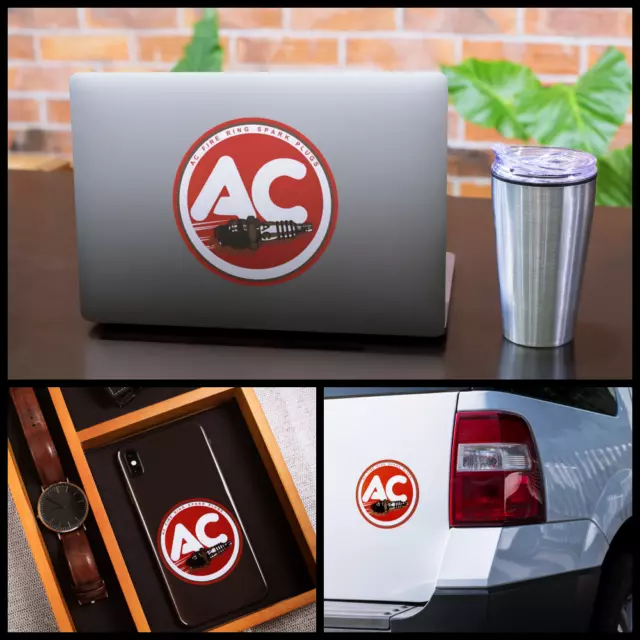 Vintage Style Ac Fire Ring Spark Plugs Sticker Phone Decal Water Bottle ...