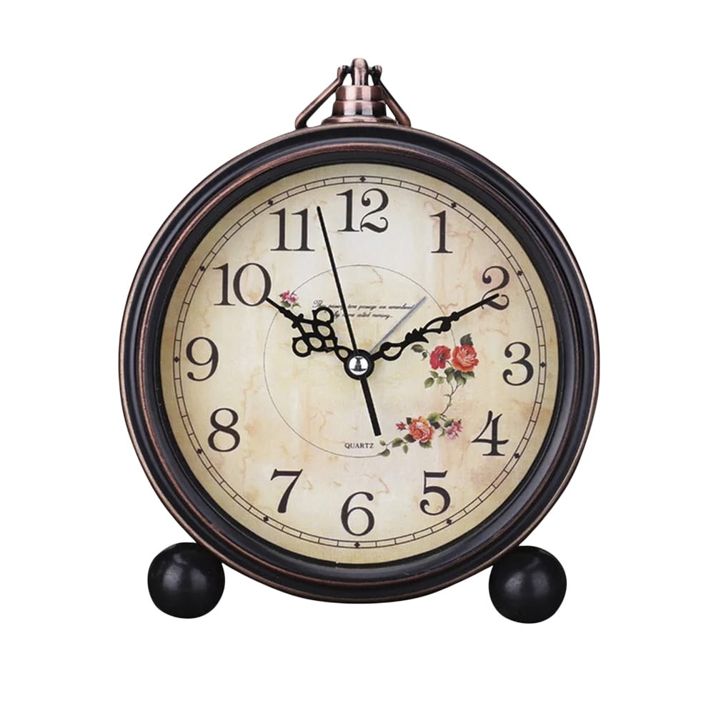 Vintage Style Silent Alarm Clock, Antique Retro Tabletop, Non-Ticking ...