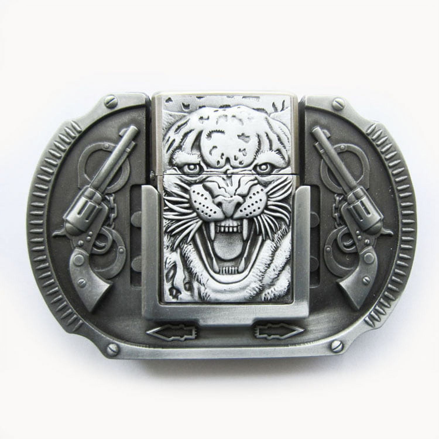 Vintage Style Antique Brushed Silver Western Tiger Wildlife Belt Buckle ...