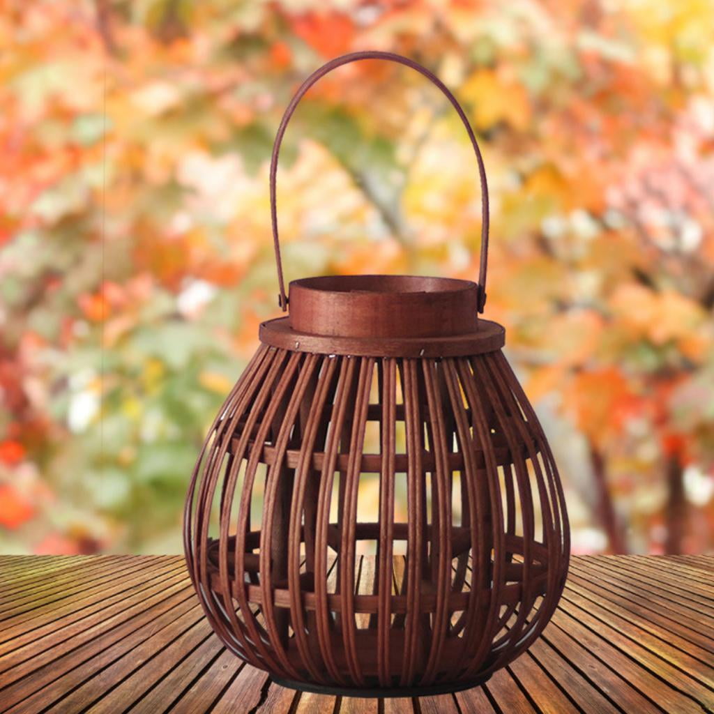 Vintage Style Bamboo Lantern Handwoven Hollow Candlestick Candle Holder ...