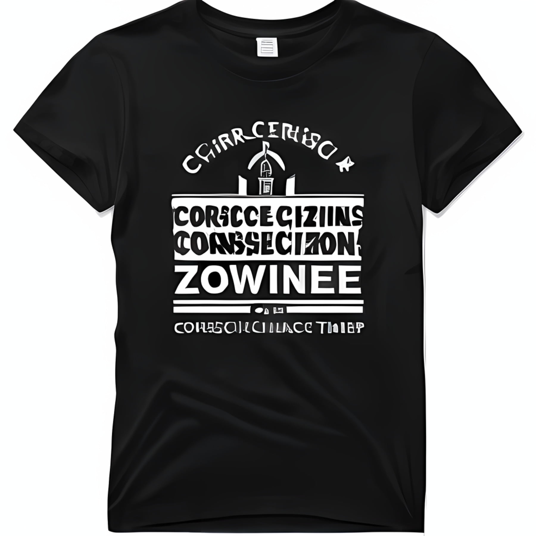 Vintage Style Black T-Shirt featuring 'CGFJ!TABie citizensIDA' and ...