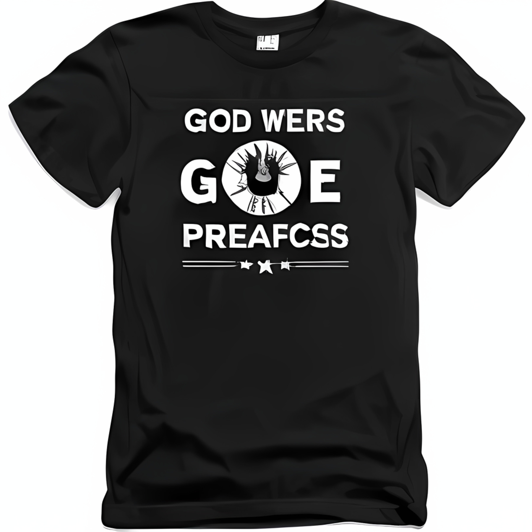 Vintage Style Black T-Shirt with Bold 'GOD id WERS/V' Design Industrial ...