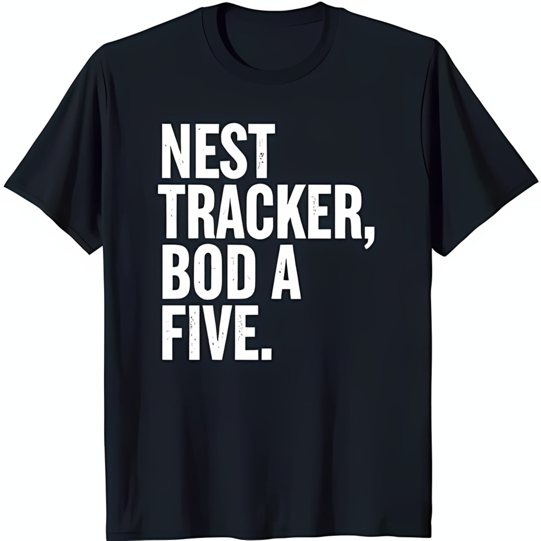 Vintage Style Black T-Shirt with Bold Nest Tracker Bod a Five Design - Walmart.com