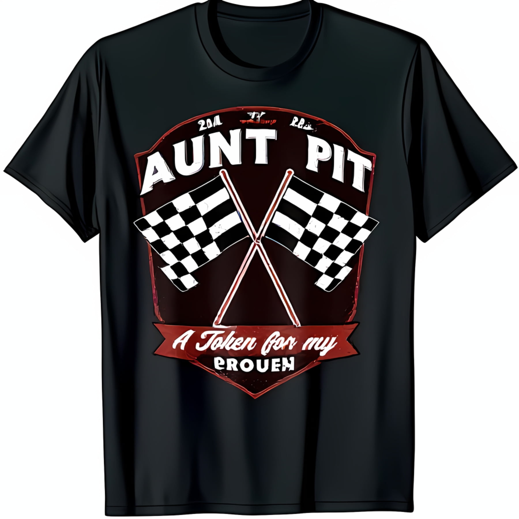 Vintage Style Black T-Shirt with Crossed Checkered & Aunt Pit A for my ...