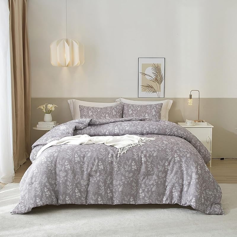 Vintage Style Blue Floral Comforter Set King White Soft Fluffy ...