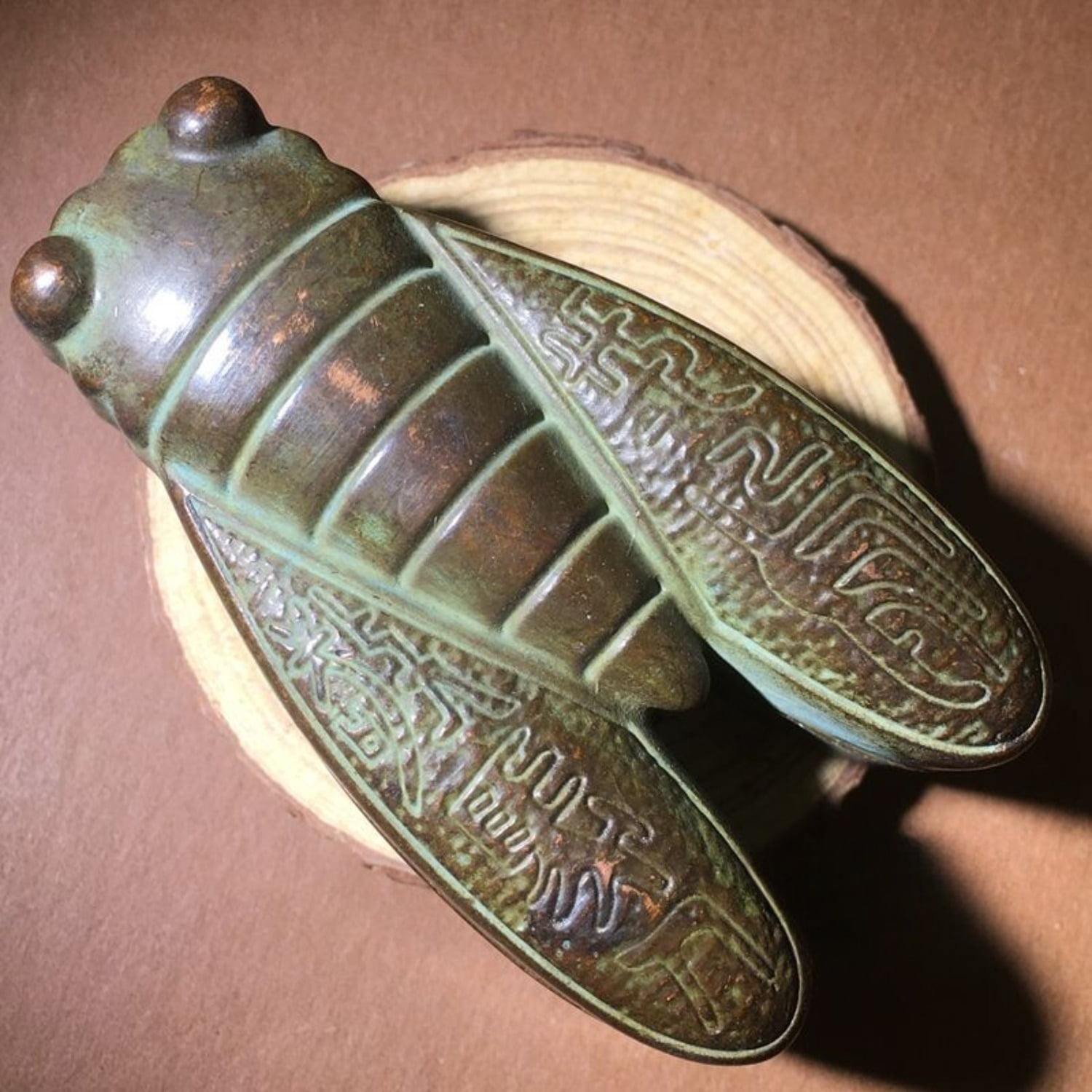 Vintage Style Brass Ink Box Carved Cicada Seal Paste Container ...