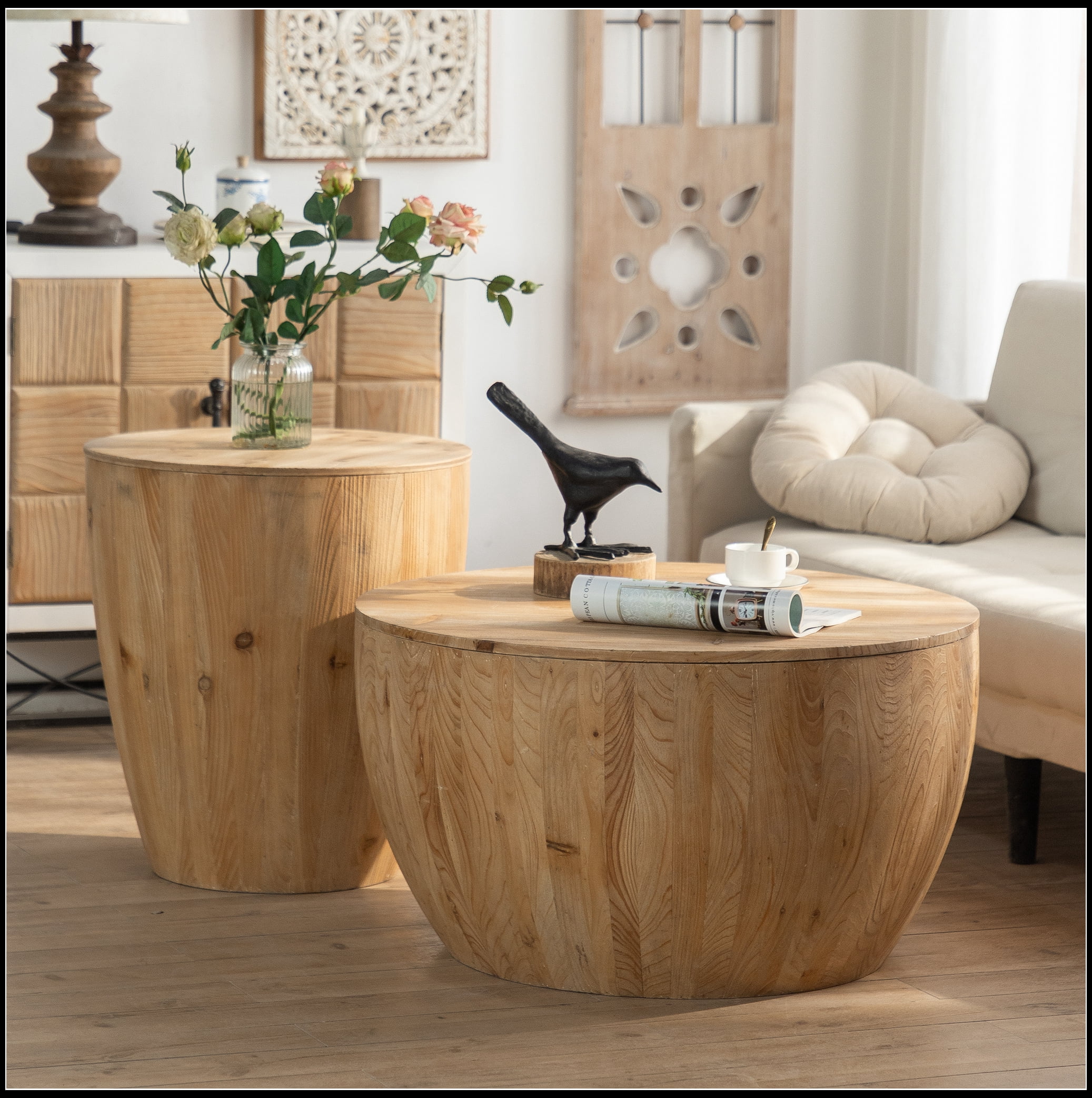 Vintage Style Bucket Shaped Coffee Table Set for Office, Dining Room ...
