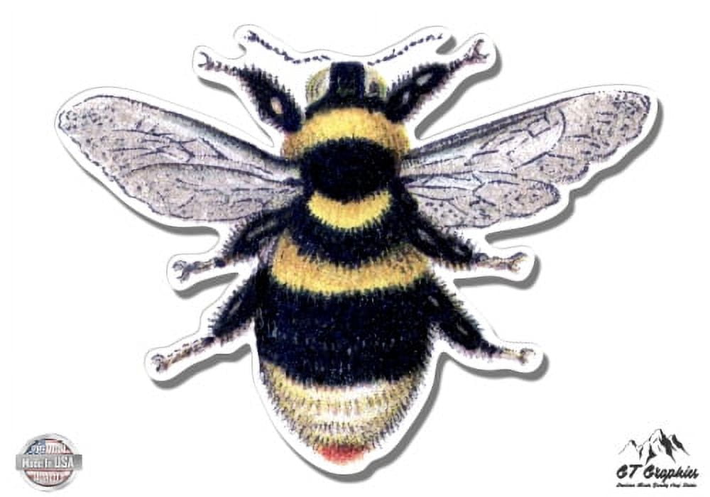 Vintage Style Bumble Bee - 8" Vinyl Sticker - For Car Laptop I-Pad ...