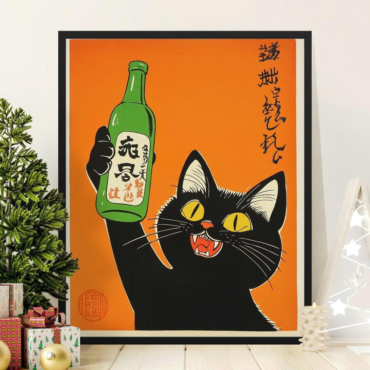 Vintage Style Cat Wall Art Print Japanese Inspired Poster Home Decor ...