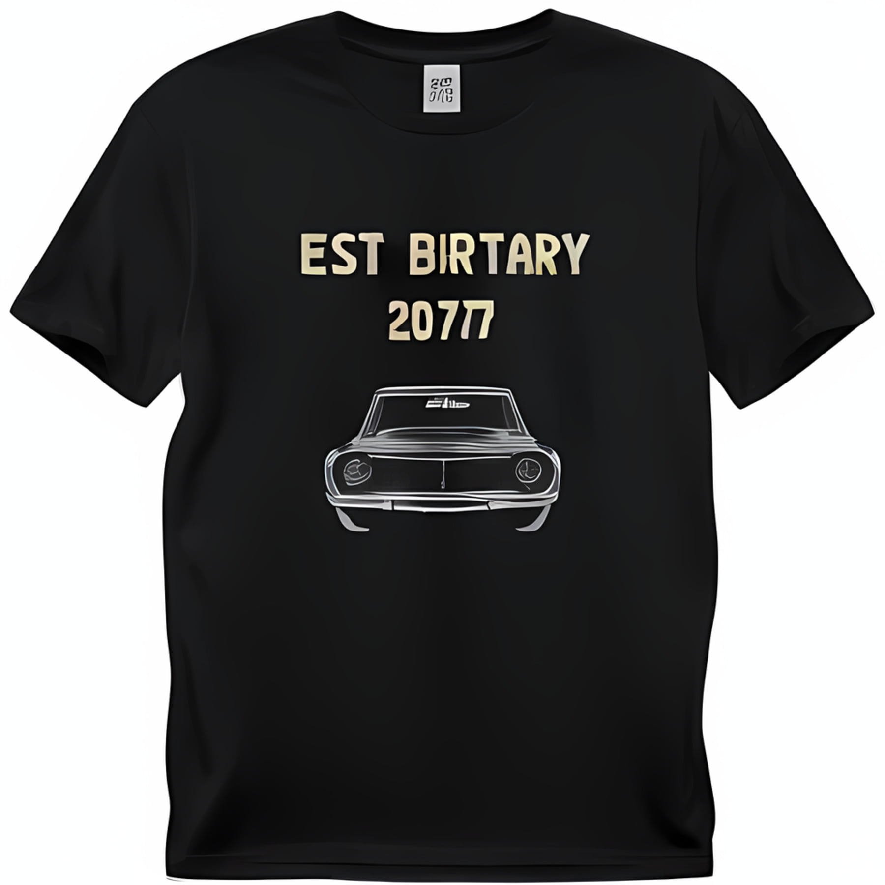 Vintage Style Classic Car Graphic Black T-Shirt with Unique 2073 Design ...