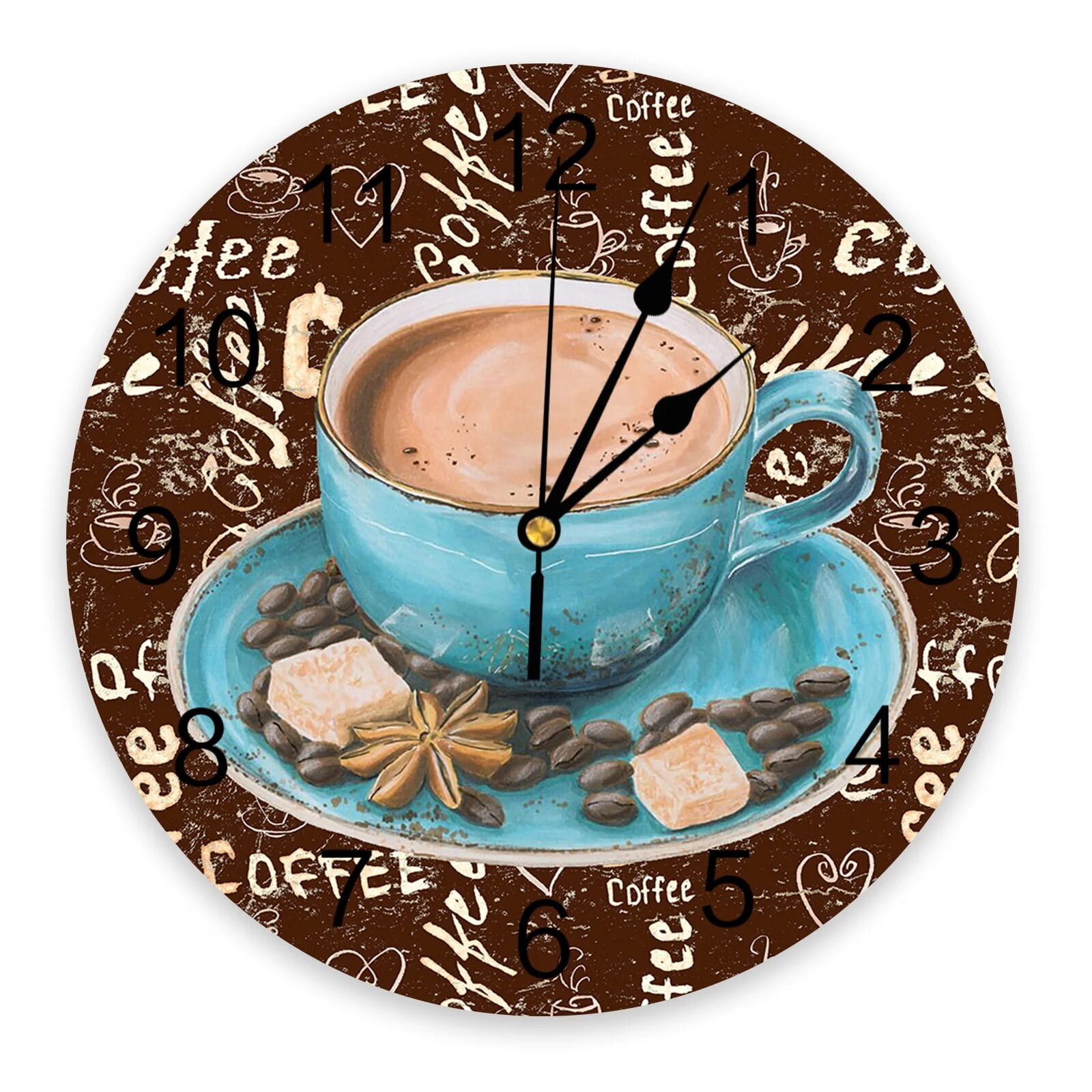 Vintage Style Coffee Beans Sugar Clocks Wall Home Decor Modern Kitchen ...