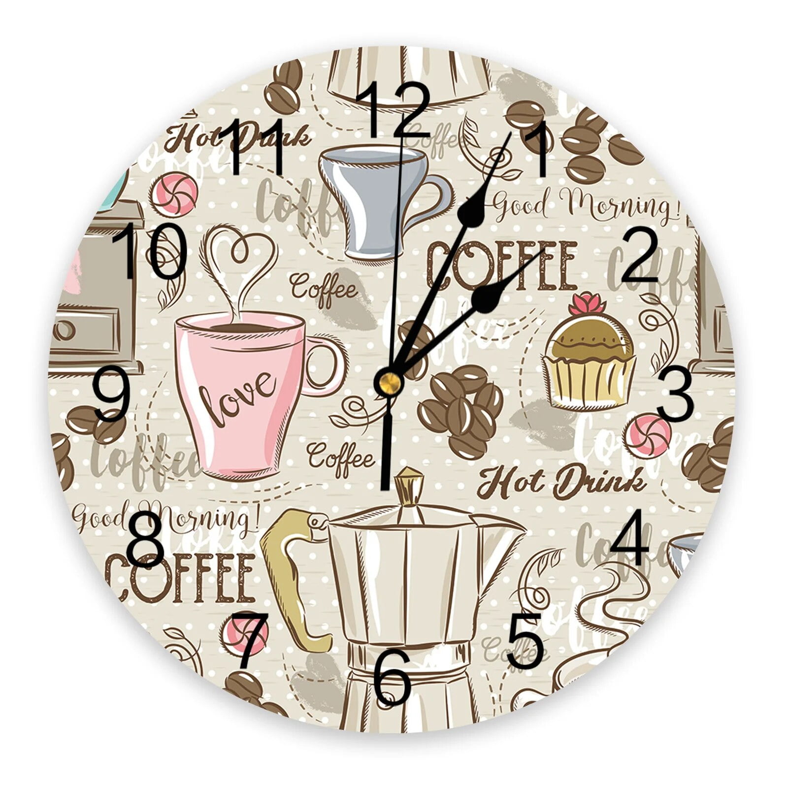 Vintage Style Coffee Beans Sugar Clocks Wall Home Decor Modern Kitchen ...