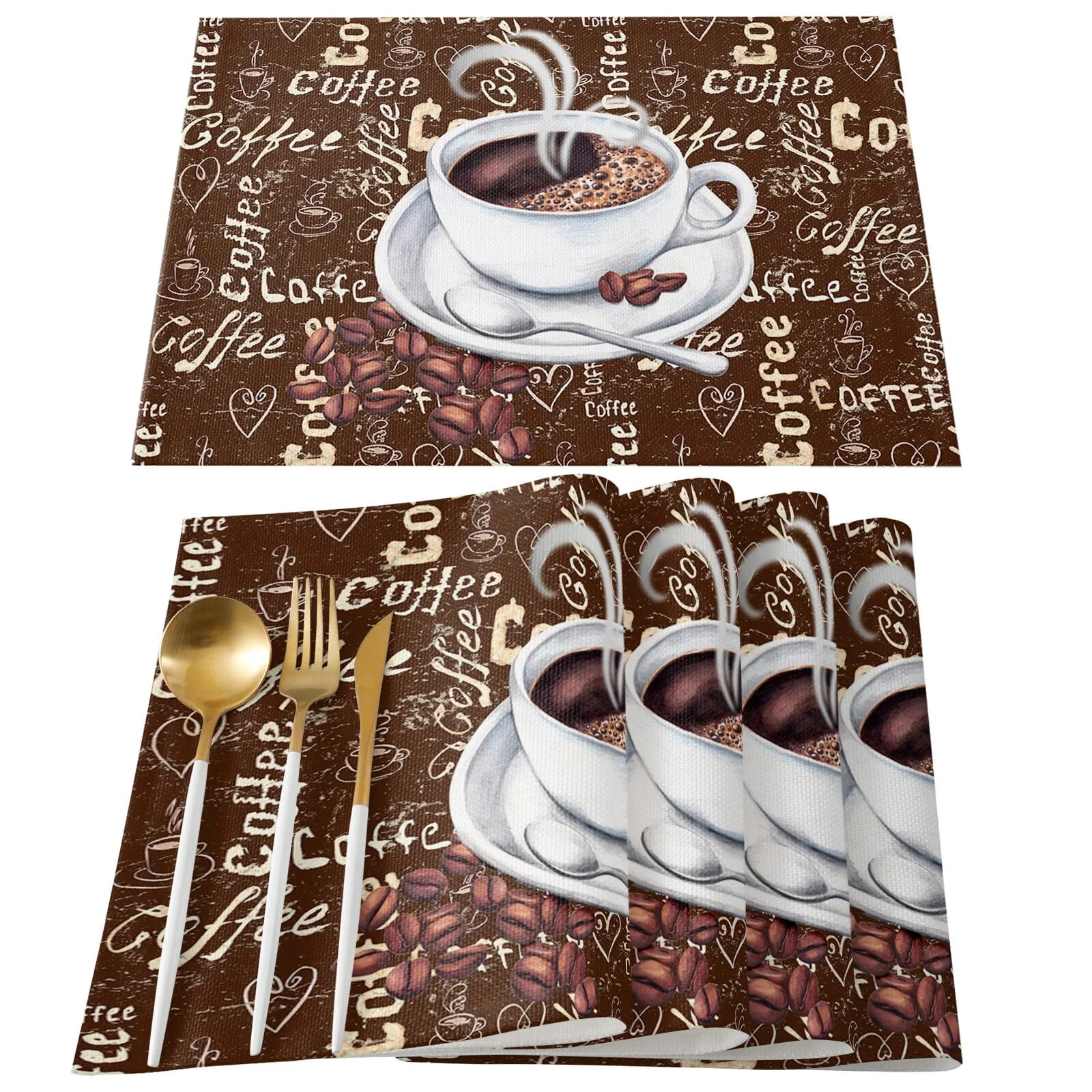 Vintage Style Coffee Beans Sugar Table Mat Wedding Holiday Party Dining ...
