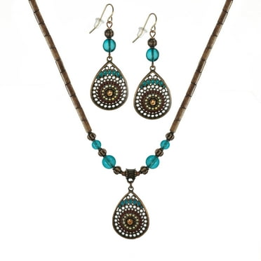 Bocar 3-Layer Chunky Statement Boho Jewelry Set with Carved Wooden ...