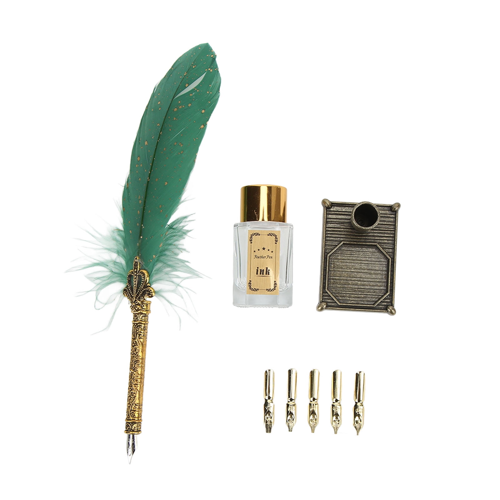 Apuakthei Feather Pen Soft Texture Zinc Alloy Engraved Nib Vintage ...