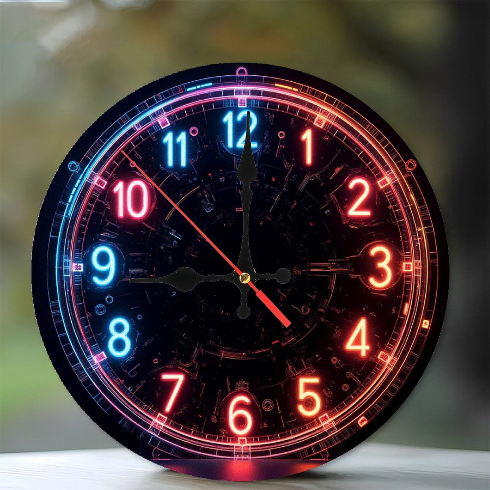 Vintage Style Decorative Wall Clock with Neon Lights 10-Inch Silent ...