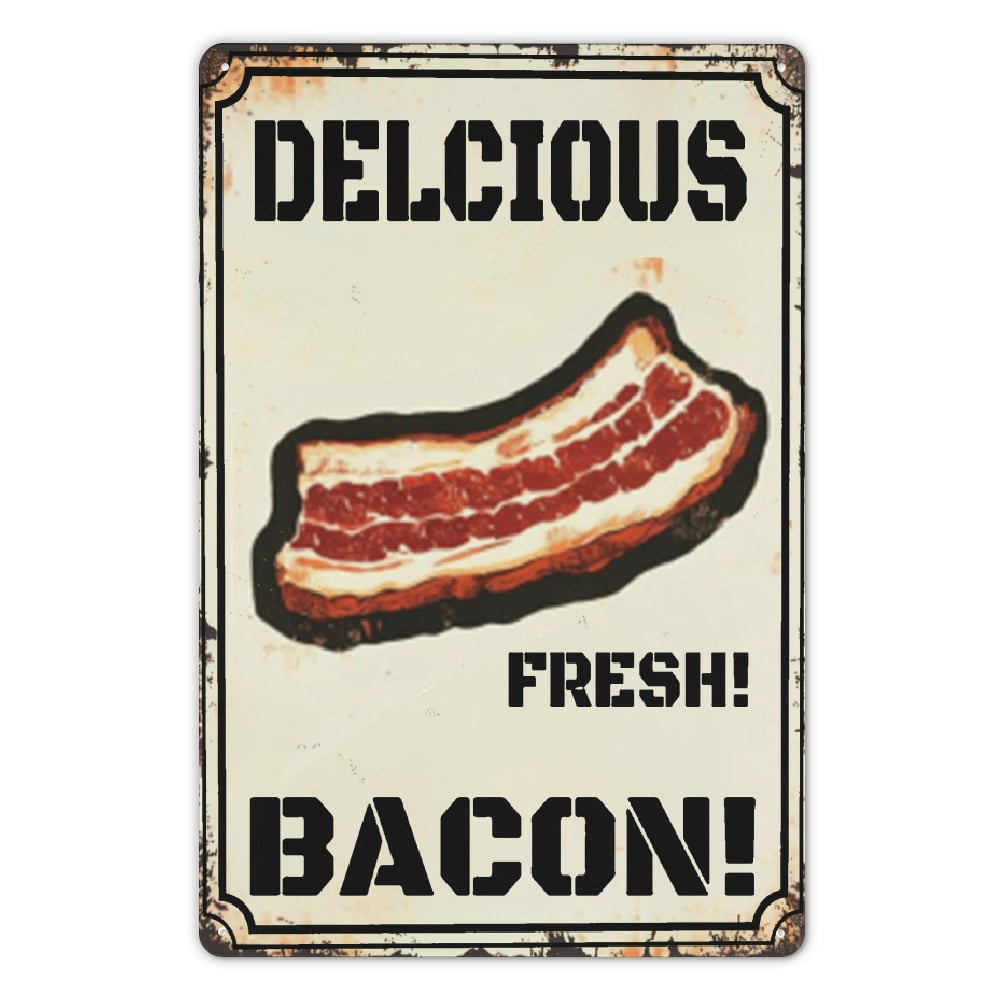 Vintage Style "Delicious Bacon" Metal Tin Sign - 1pc Iron Wall Art ...