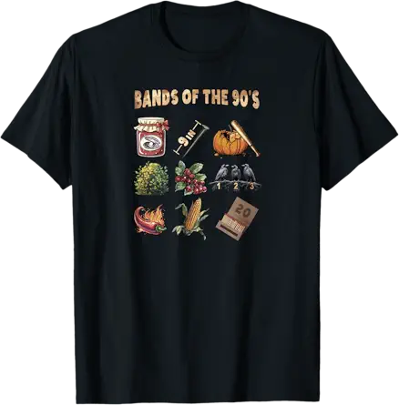 Vintage Style Design Popular Music Bands of The 90's Band T-Shirt ...