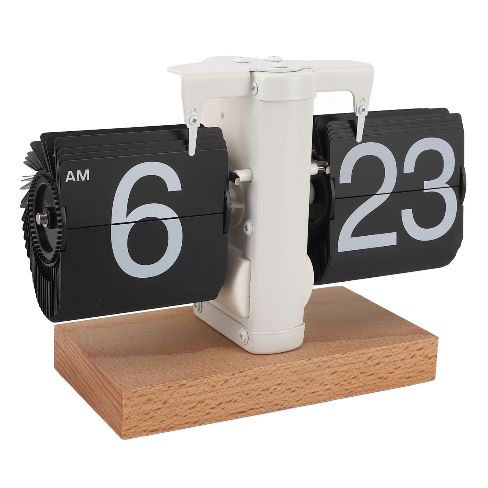 Vintage Style Flip Down Clock, Adjustable Time With Elegant Wood Base ...